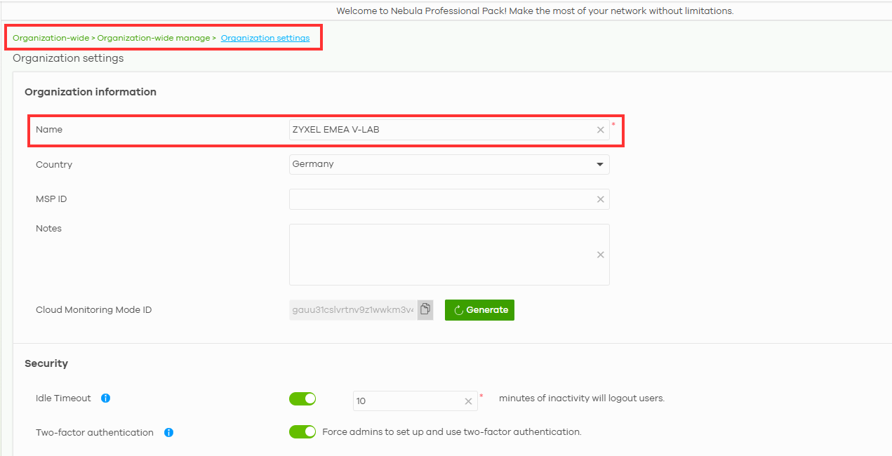 Nebula [Information] - How to change the name of an organization/site/device in Nebula – Zyxel ...