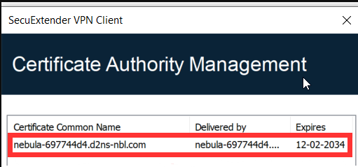 Zyxel VPN [SecuExtender] - if certificate expired in Nebula Firewall ...