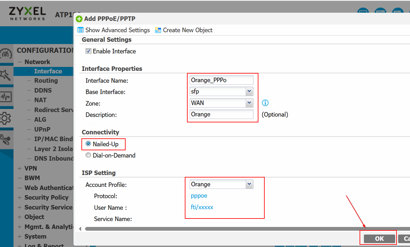 Zyxel Firewall [Orange] - USG & Zywall - Configuring the Orange fiber ...